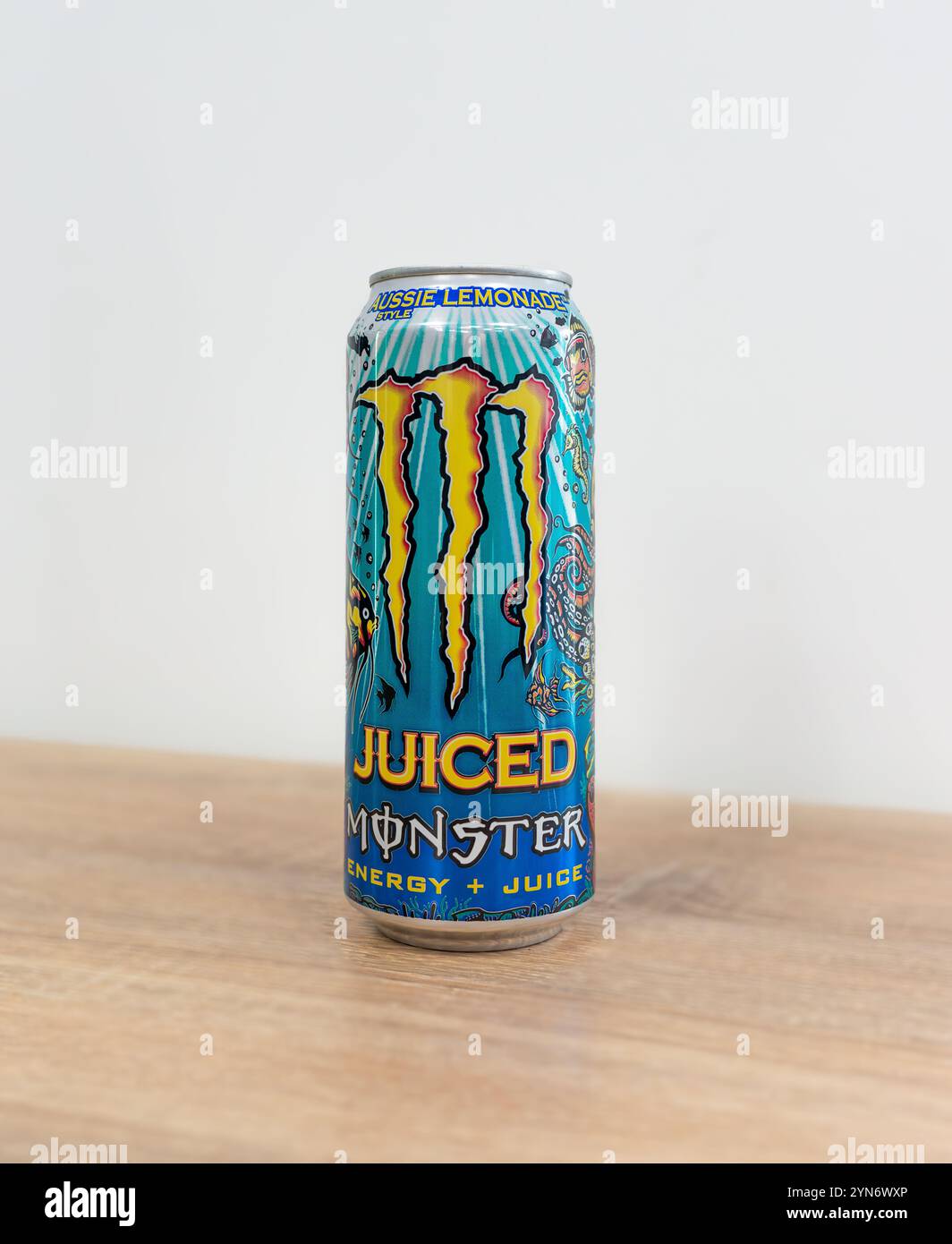 Kiev, Ukraine - November 23, 2024: Can 0,5l of Monster Juiced Aussie ...