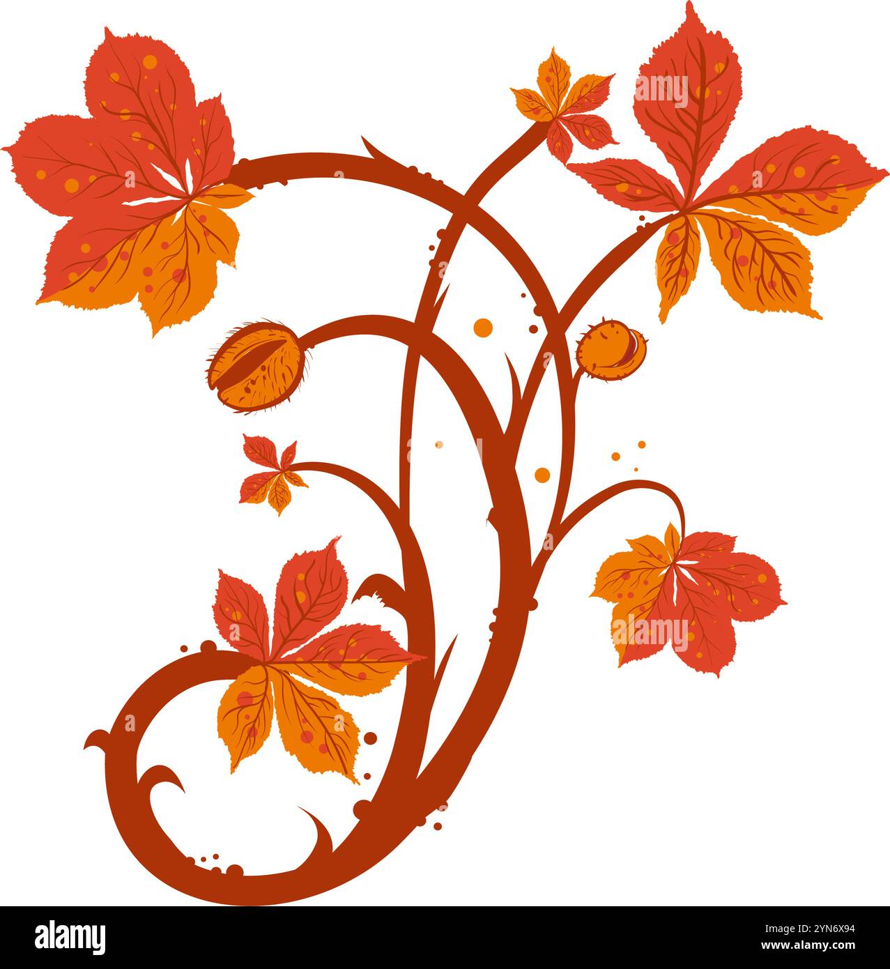 Stylized chestnut leaves decorative element Stock Vector Image & Art ...