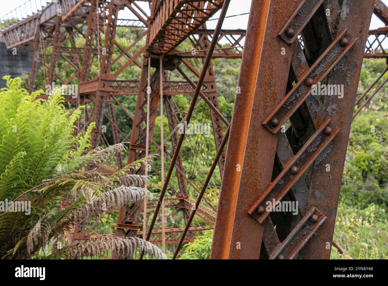 Old unused iron train bridge at the Old Coach Road, North Island of New ...