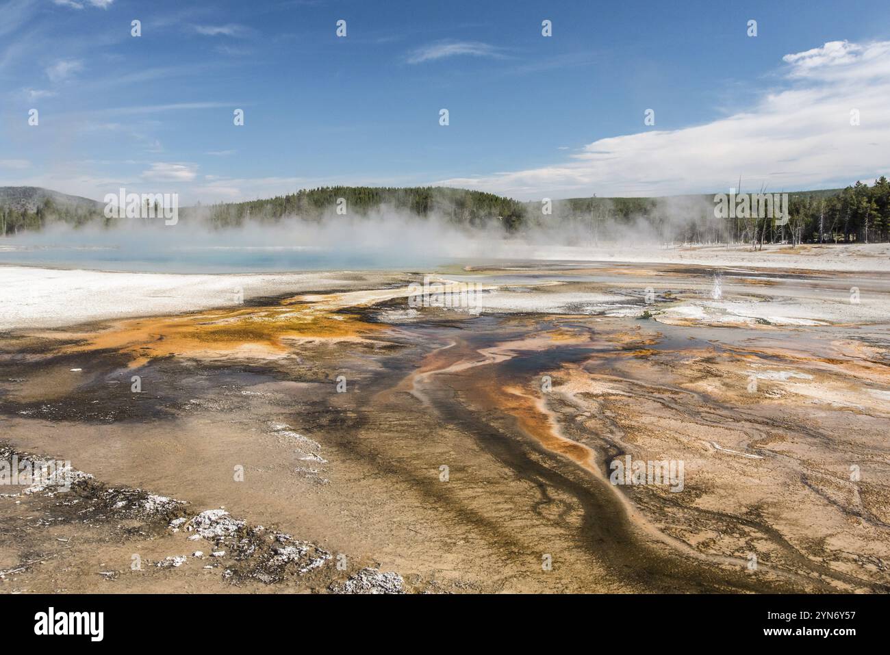 Famous Grand Prismatic Spring basin in Yellowstone National Park, USA ...