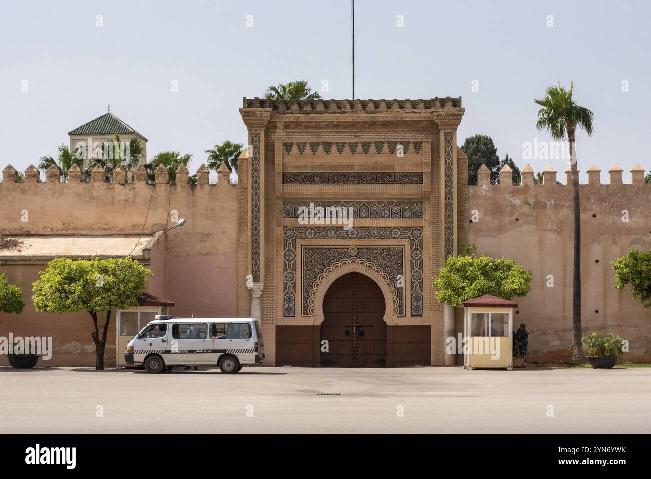 Entrance gate to the Imperial City of Meknes, forces securing the ...