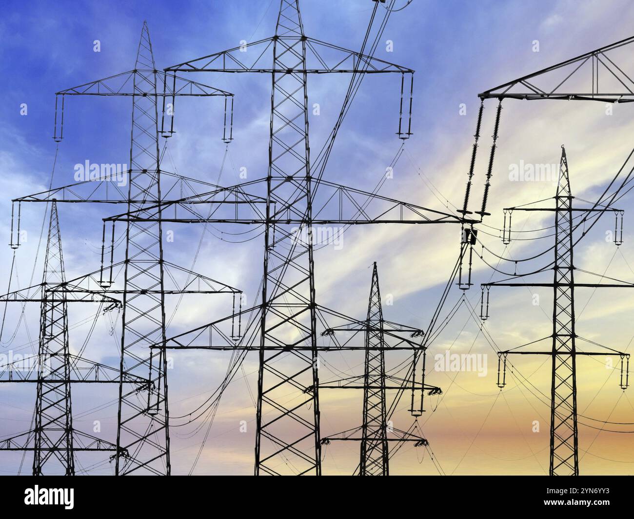 A power line, overhead line, electricity, electricity Austria Stock ...