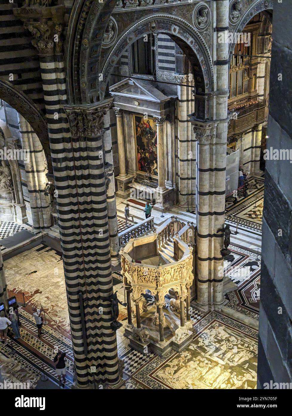 SIENA, ITALY, SEPTEMBER 23, 2023, Rich ornate marble pulpit in the ...