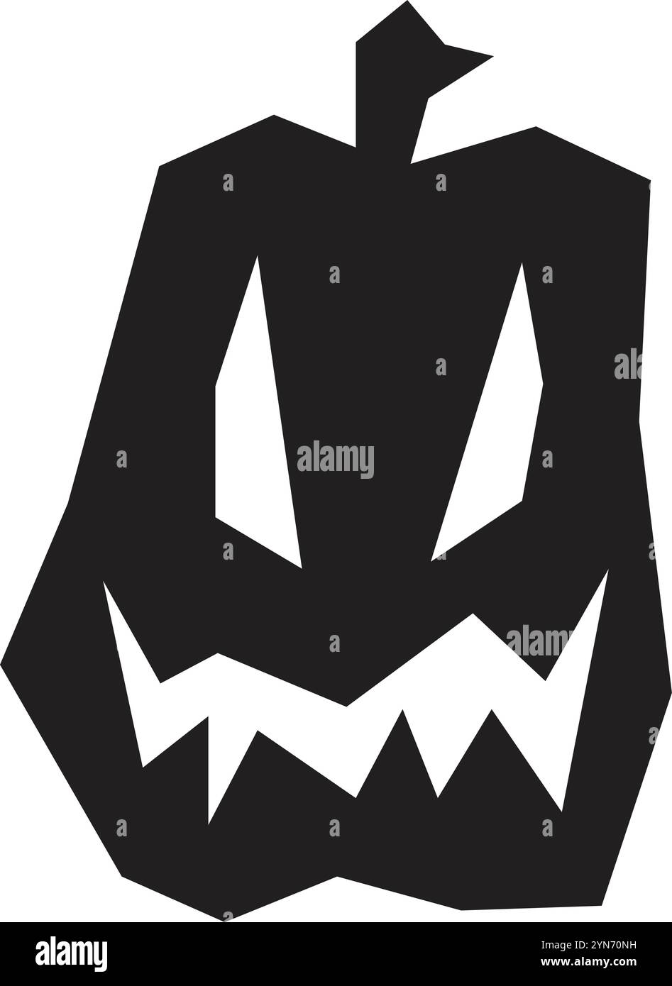 Black and white vector graphic depicting a stylized halloween pumpkin ...