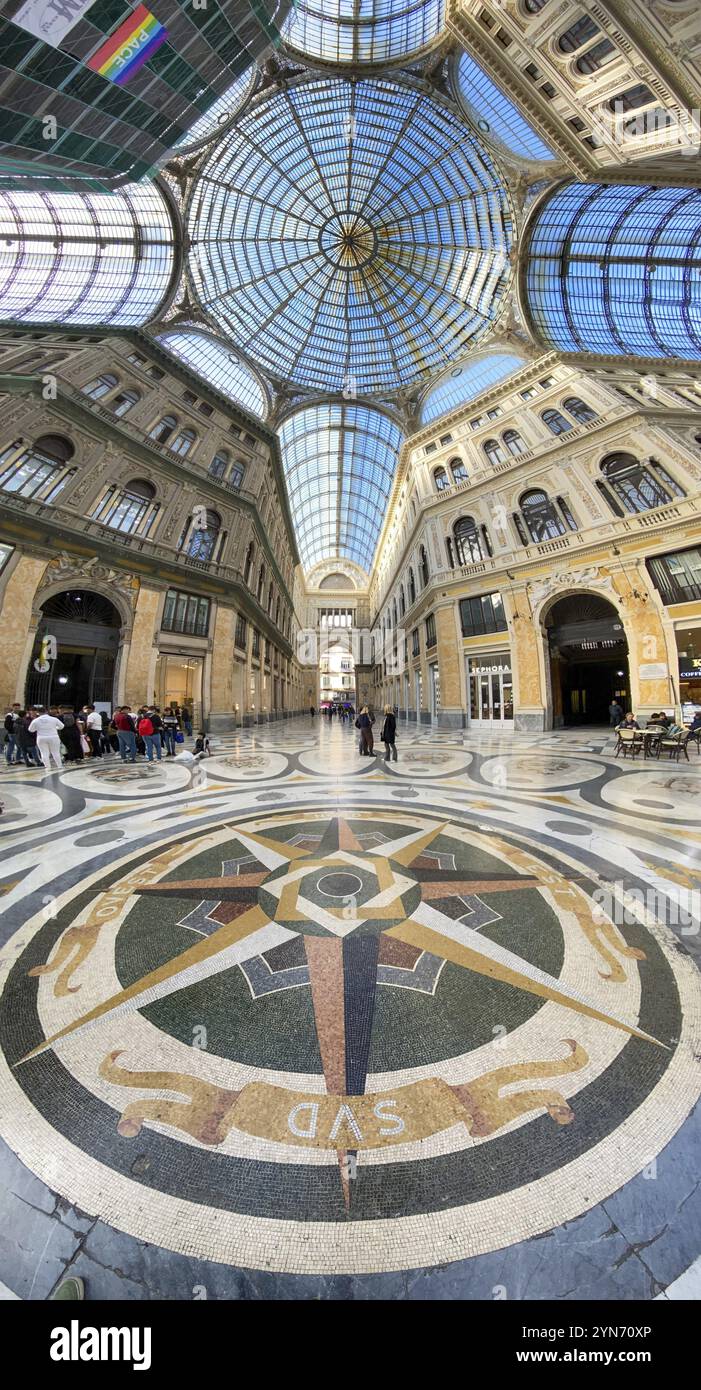 Gallery Umberto I in Naples, built in the Art Nouveau design, Southern ...