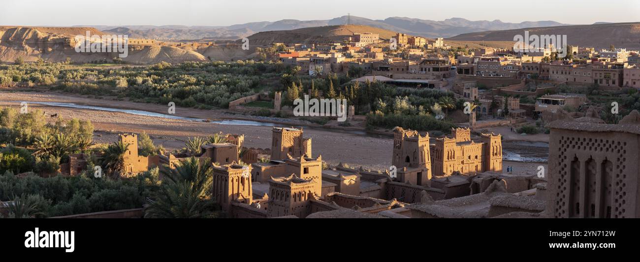 Sunset over the beautiful historic town Ait Ben Haddou in Morocco ...