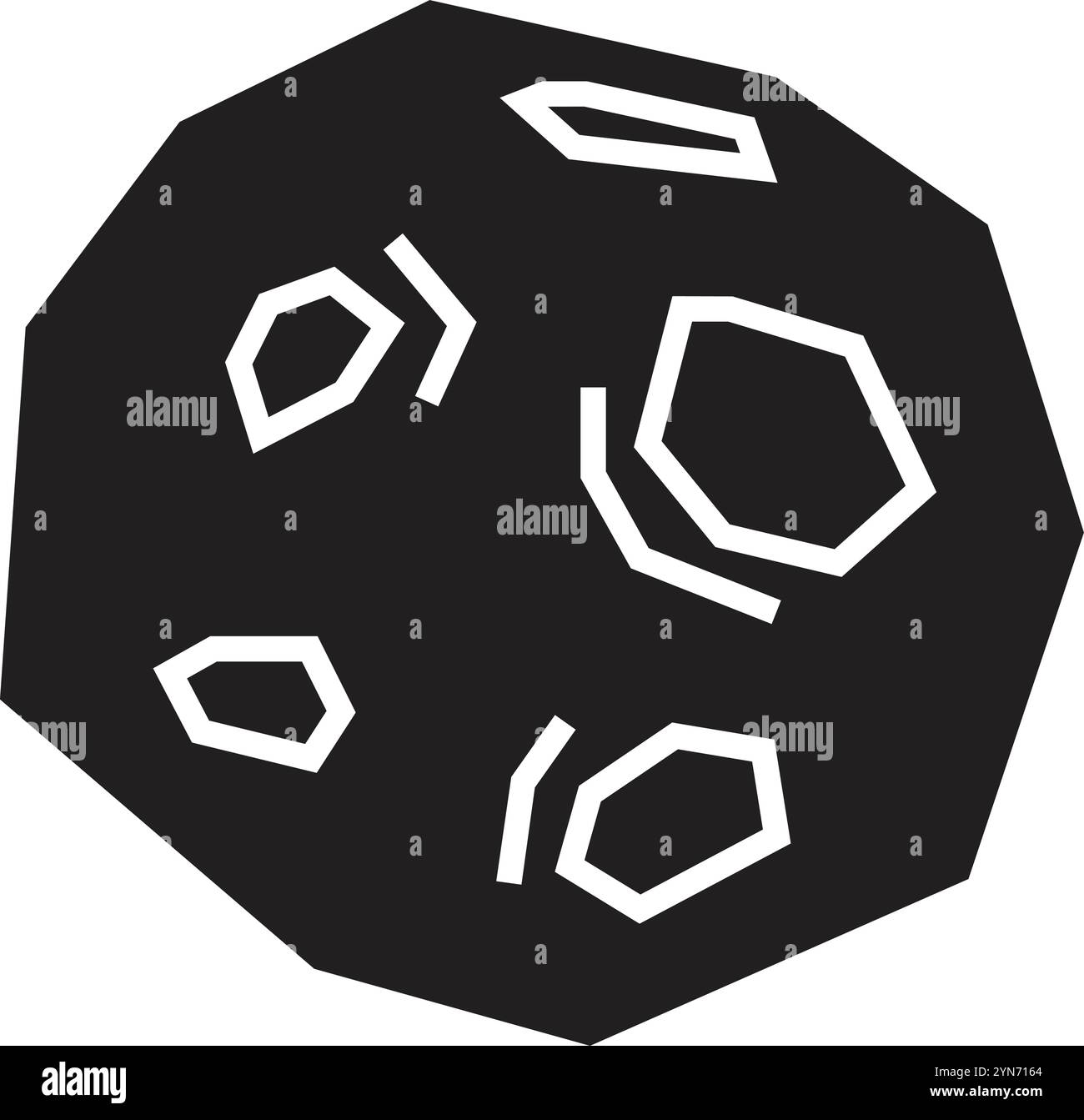 Stylized asteroid is floating in the vast expanse of space, craters and ...