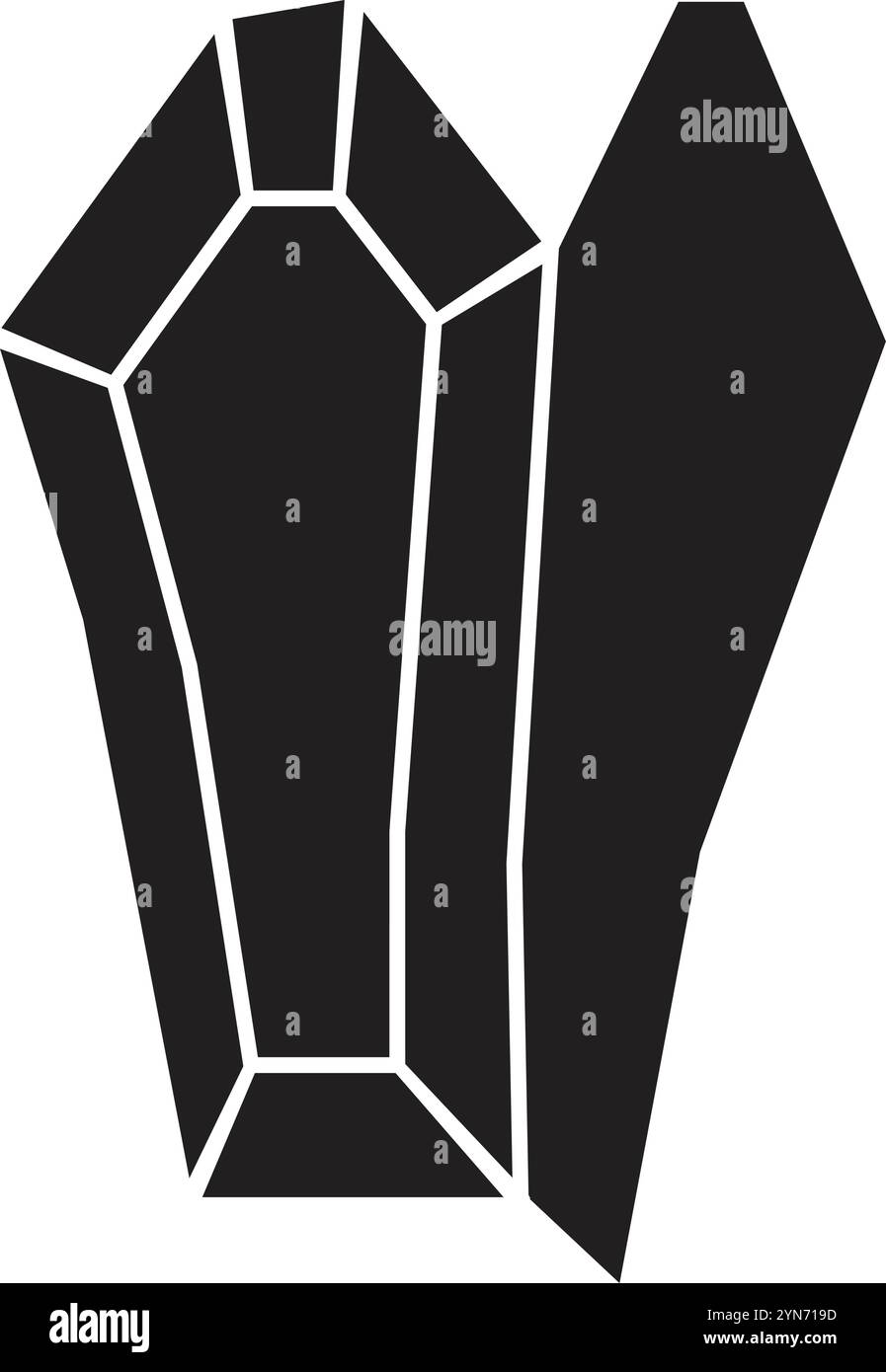 Two black crystals are sparkling on a white background, creating a ...