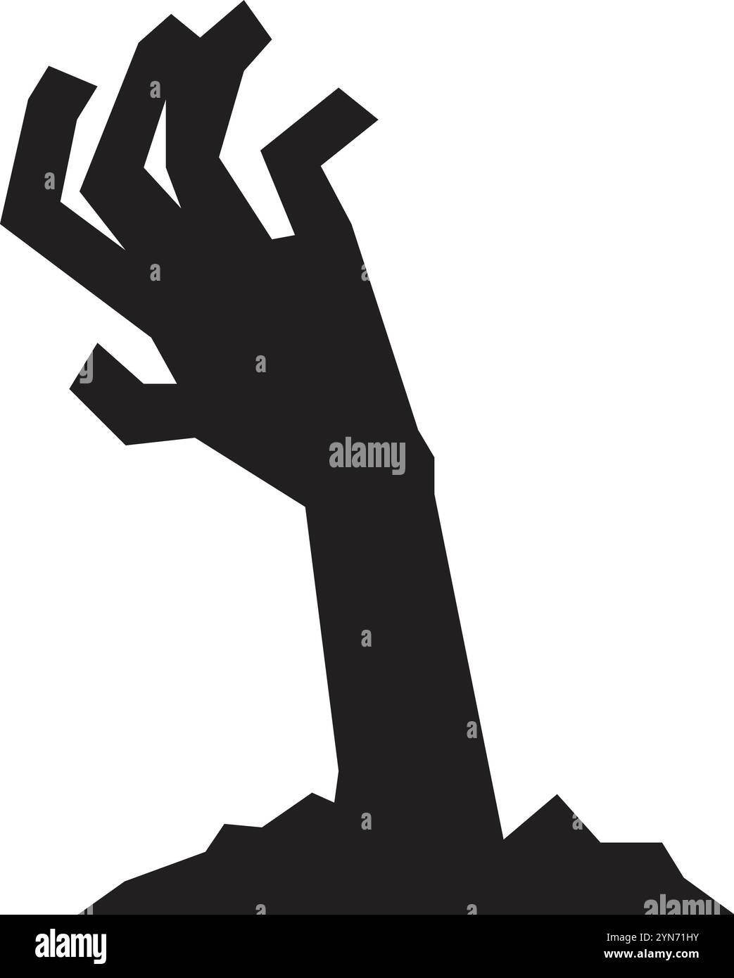 Spooky graveyard scene with a zombie hand emerging from the ground ...