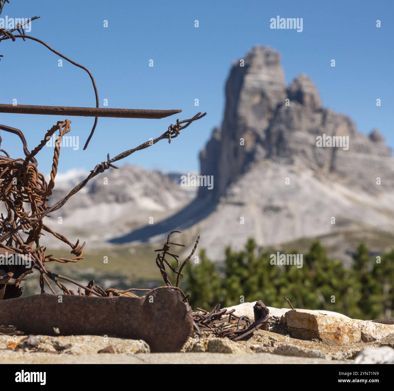Remains of military fortifications on Mount Piano in the Dolomite Alps ...