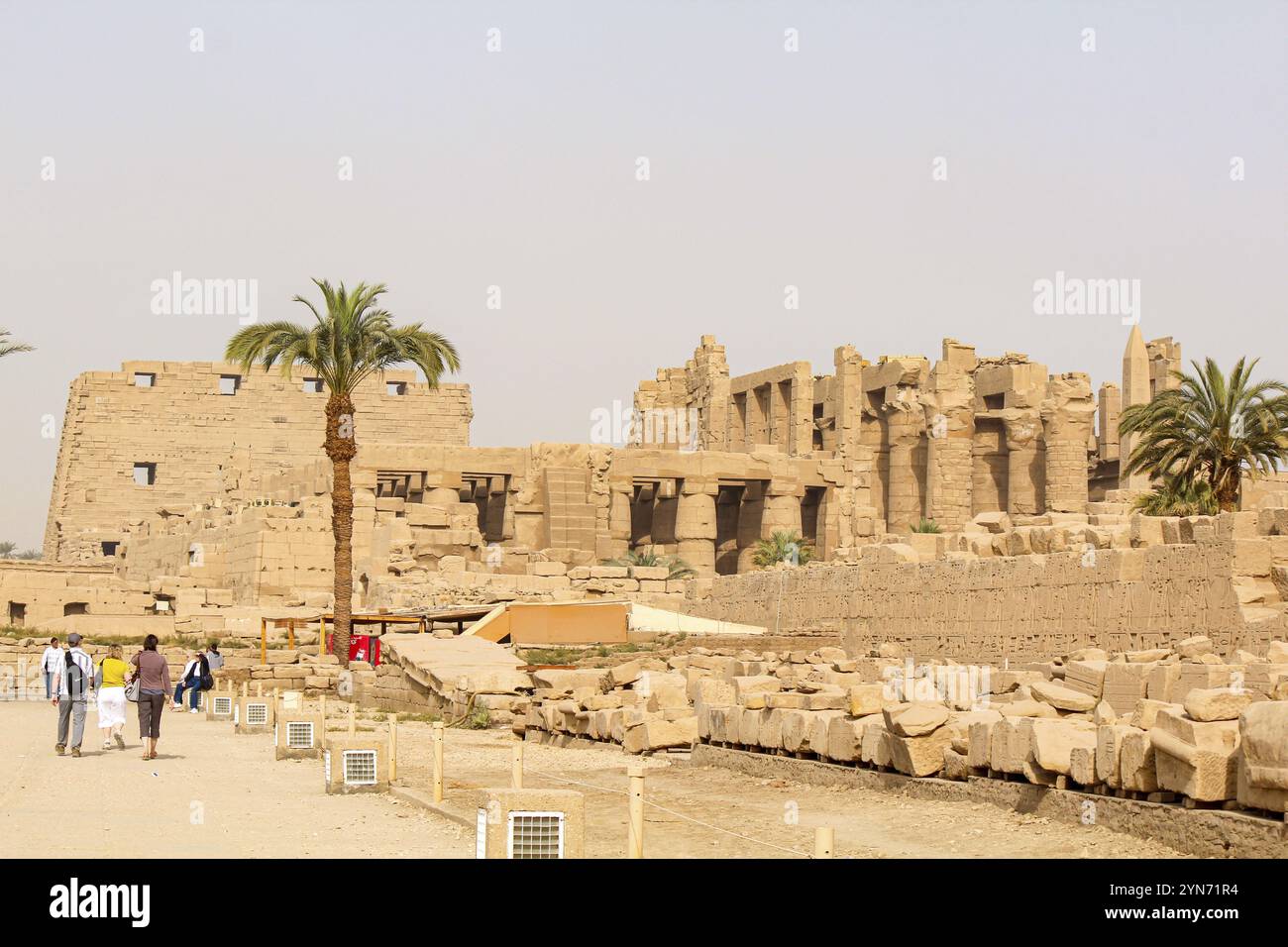 Famous Karnak temple in Luxor, tourists exploring the complex, Egypt ...