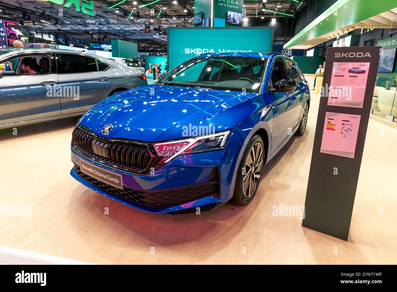 Skoda Octavia Combi (2025) wagon car at the Paris Motor Show. Paris ...