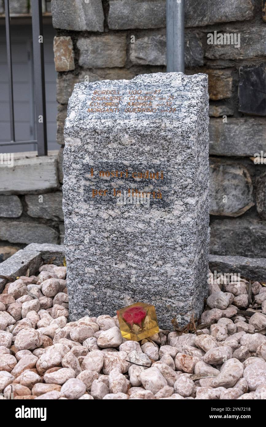 TREMEZZO, ITALY, OCTOBER 02, 2023, Memorial stone for the soldiers who ...
