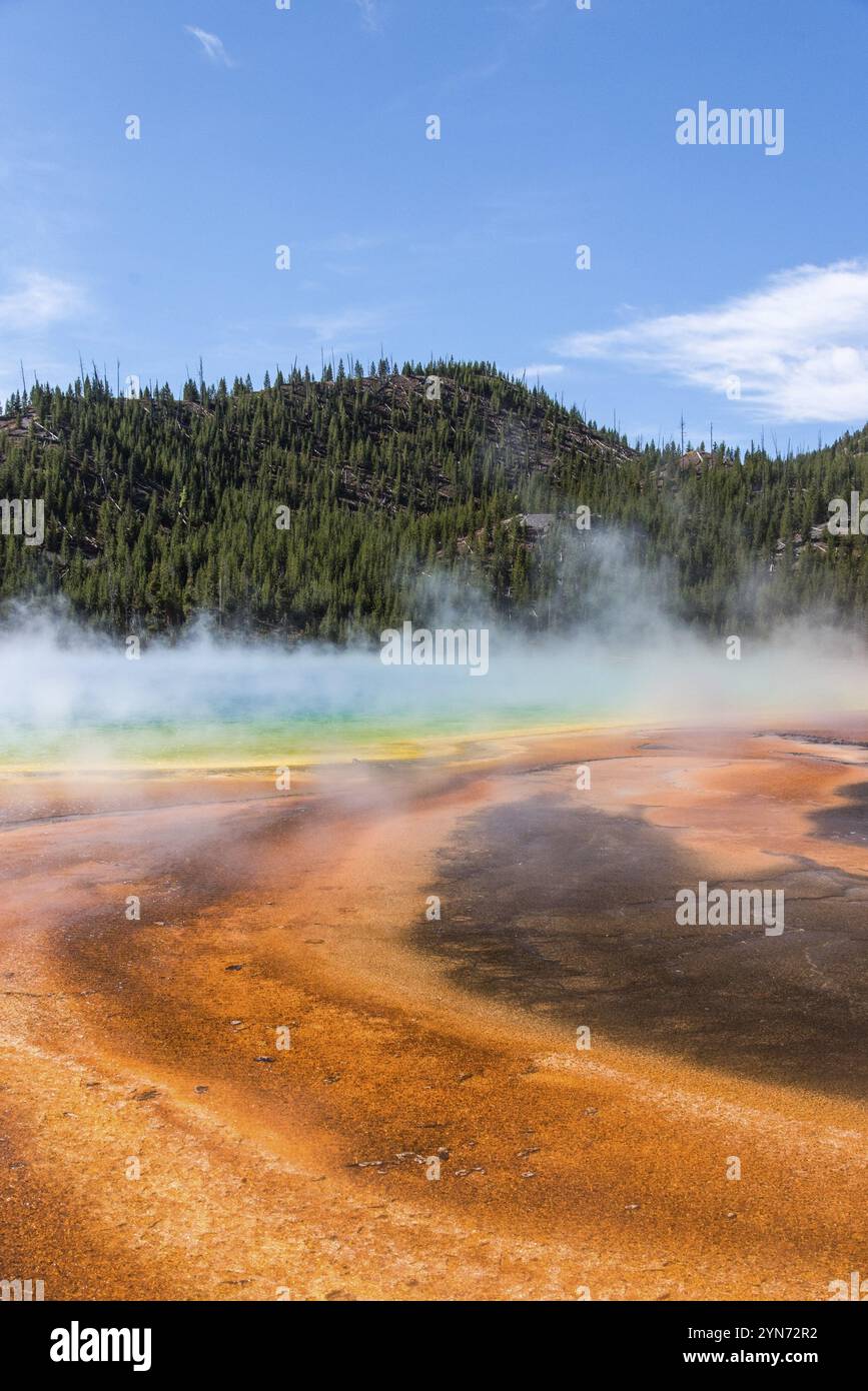Famous Grand Prismatic Spring basin in Yellowstone National Park, USA ...