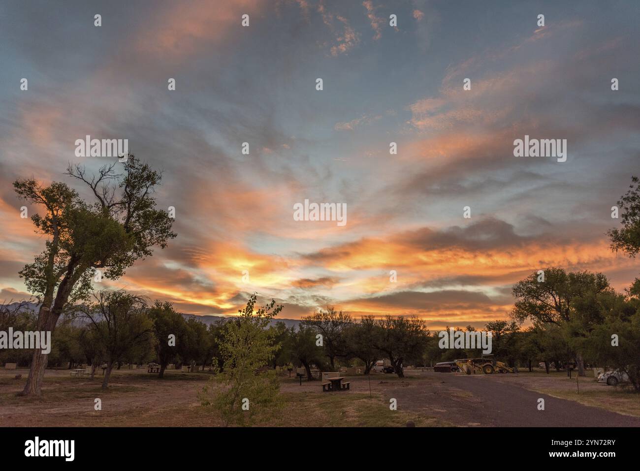 Scenic dawn over a campground in the Big Bend NP, USA, North America ...