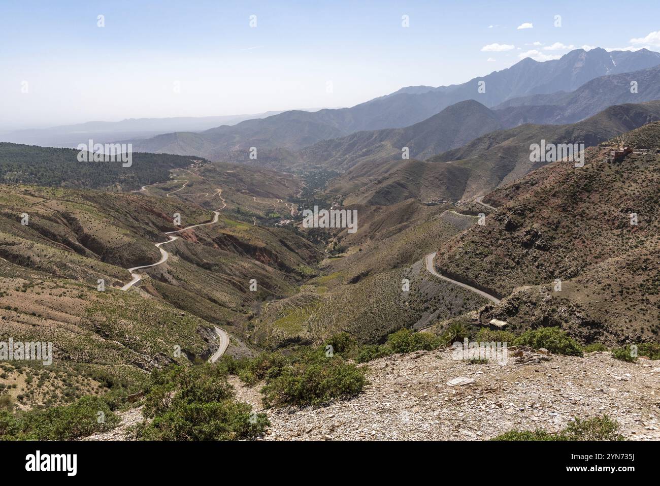 Scenic mountain landscape at Tizi n'Test pass in the Atlas mountains ...