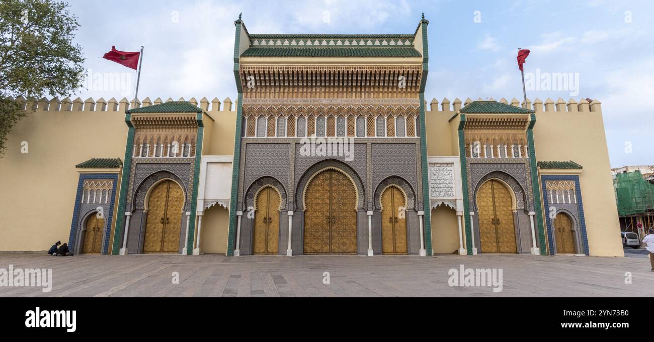 Famous golden main entrance of the Royal Palace in Fes, Morocco, Africa ...