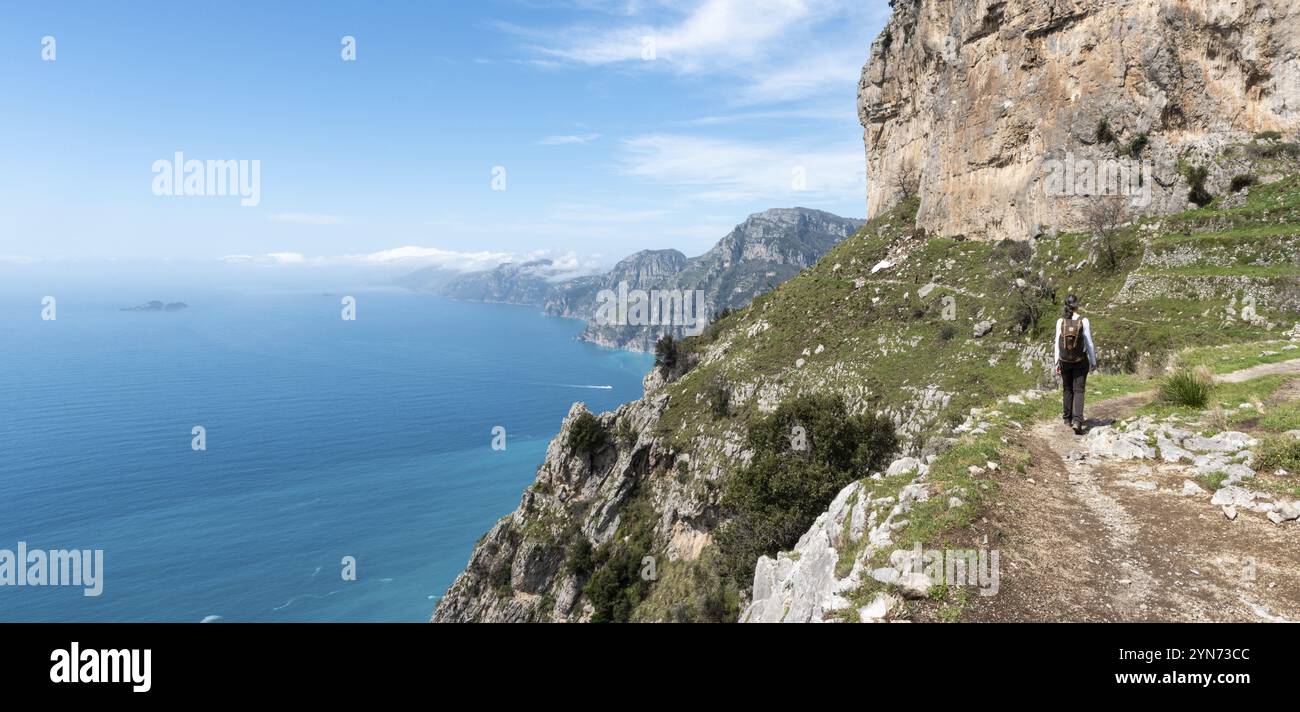 Hiking the famous path Sentiero degli Dei, the path of Gods at the ...