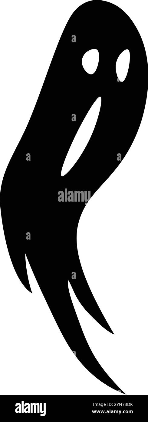 Minimalist vector illustration of a black ghost silhouette floating ...