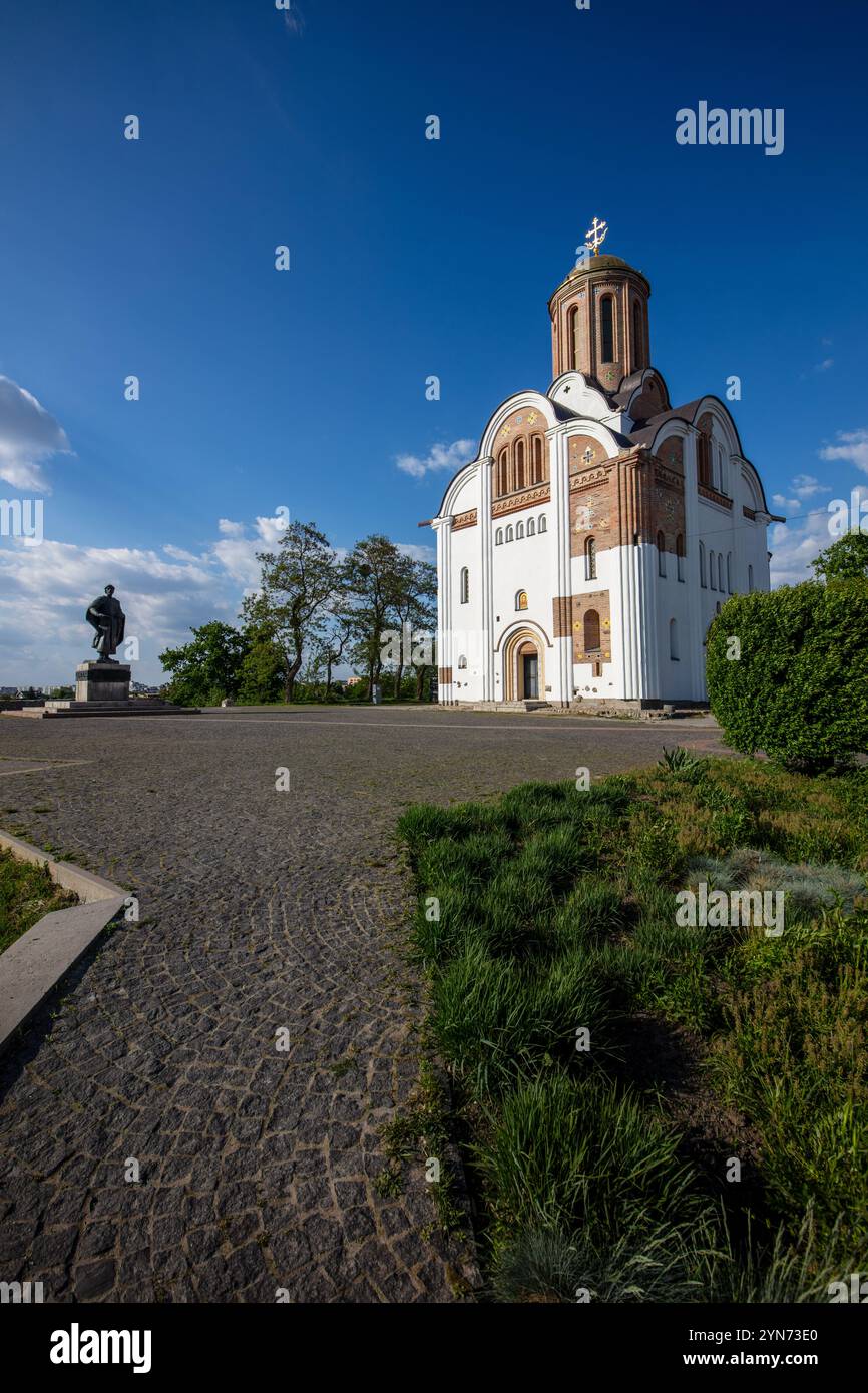 A scenic view of historic churche surrounded by greenery under a ...