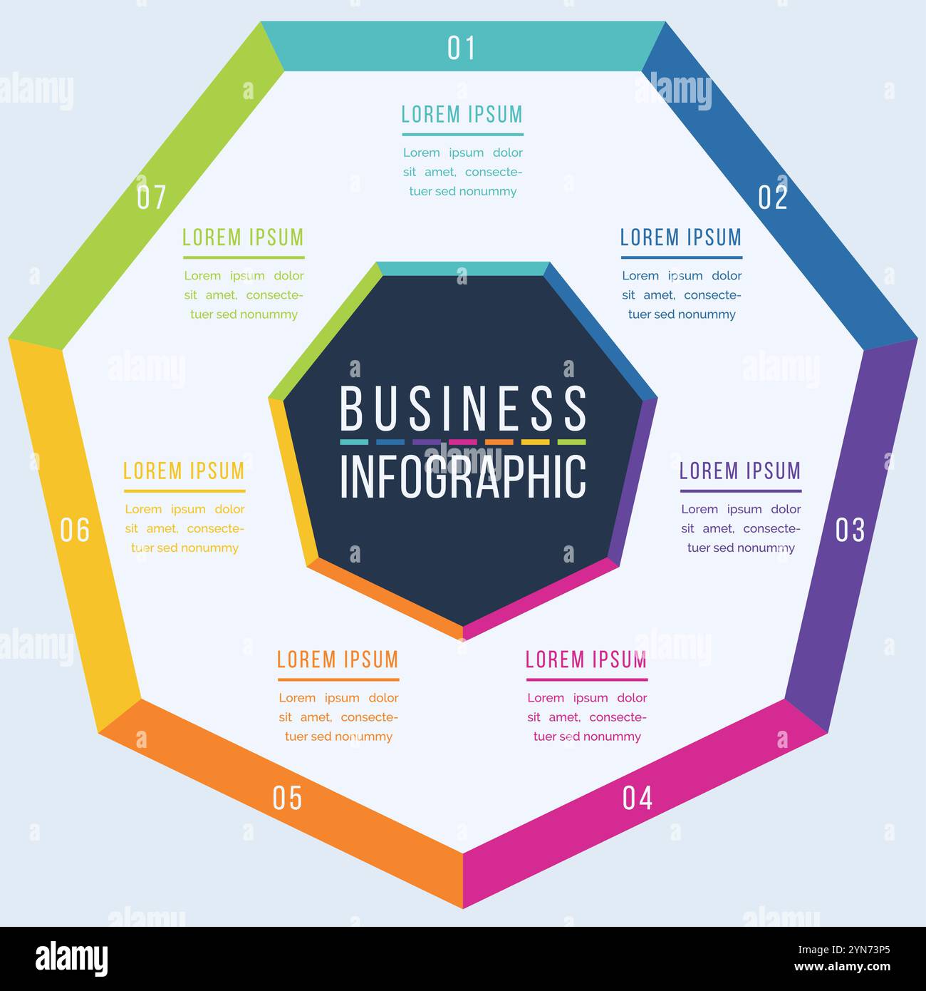 Business Infographic design 7 Options, objects, elements or steps ...