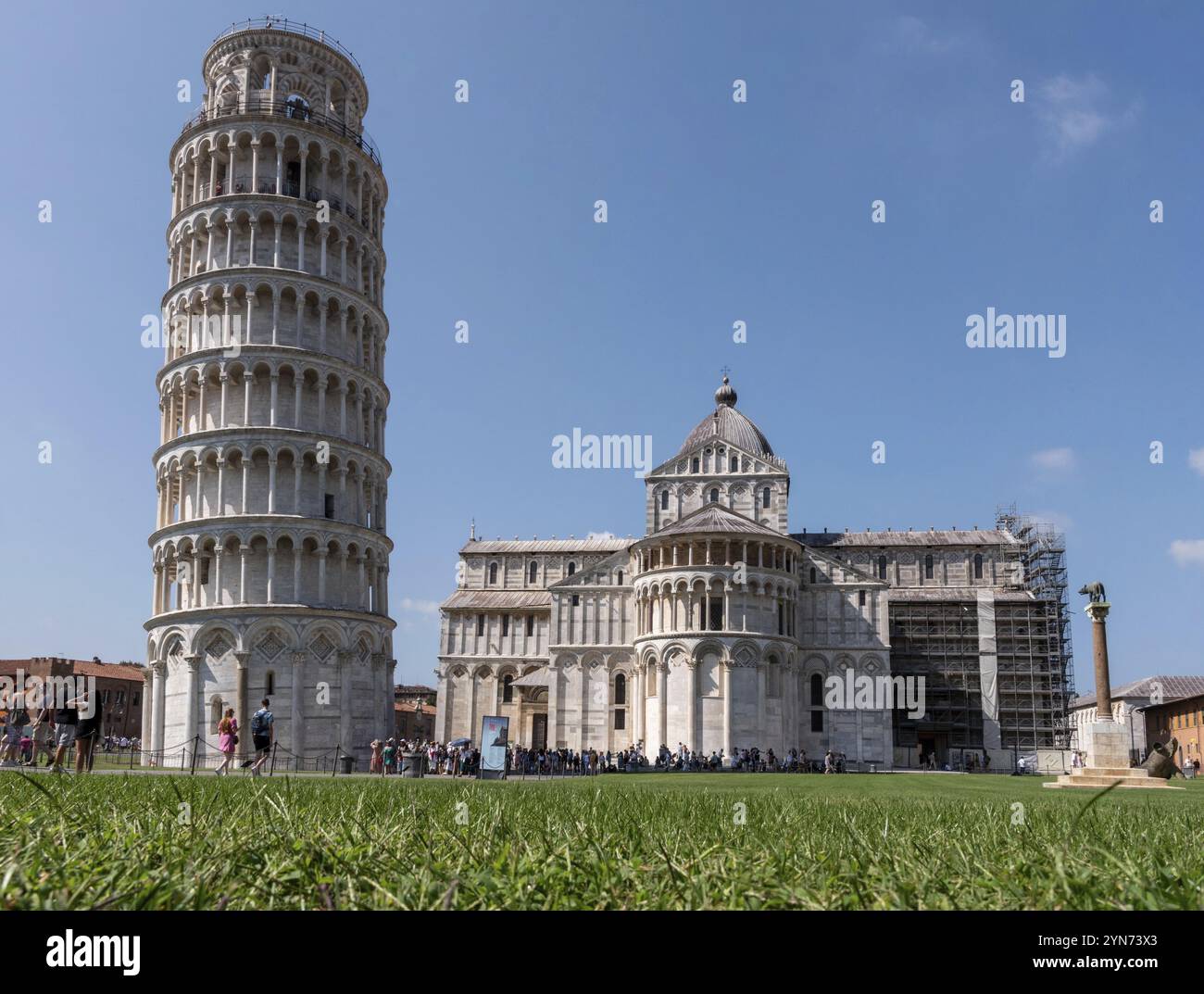 The famous leaning tower at the cathedral of Pisa, Italy, Europe Stock ...