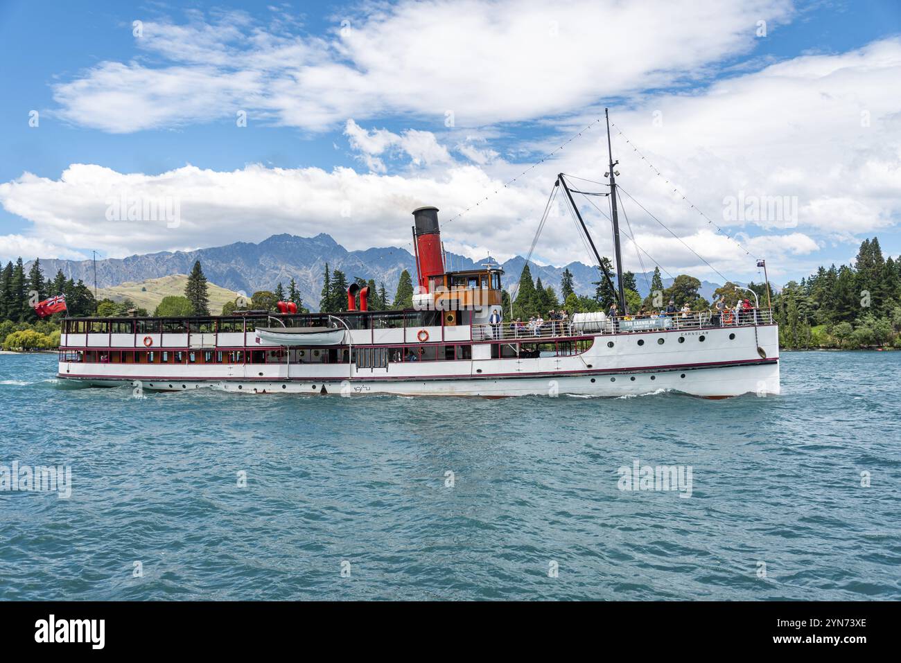 Antique steamboat on lake Wakatipu in Queenstown, South Island of New ...
