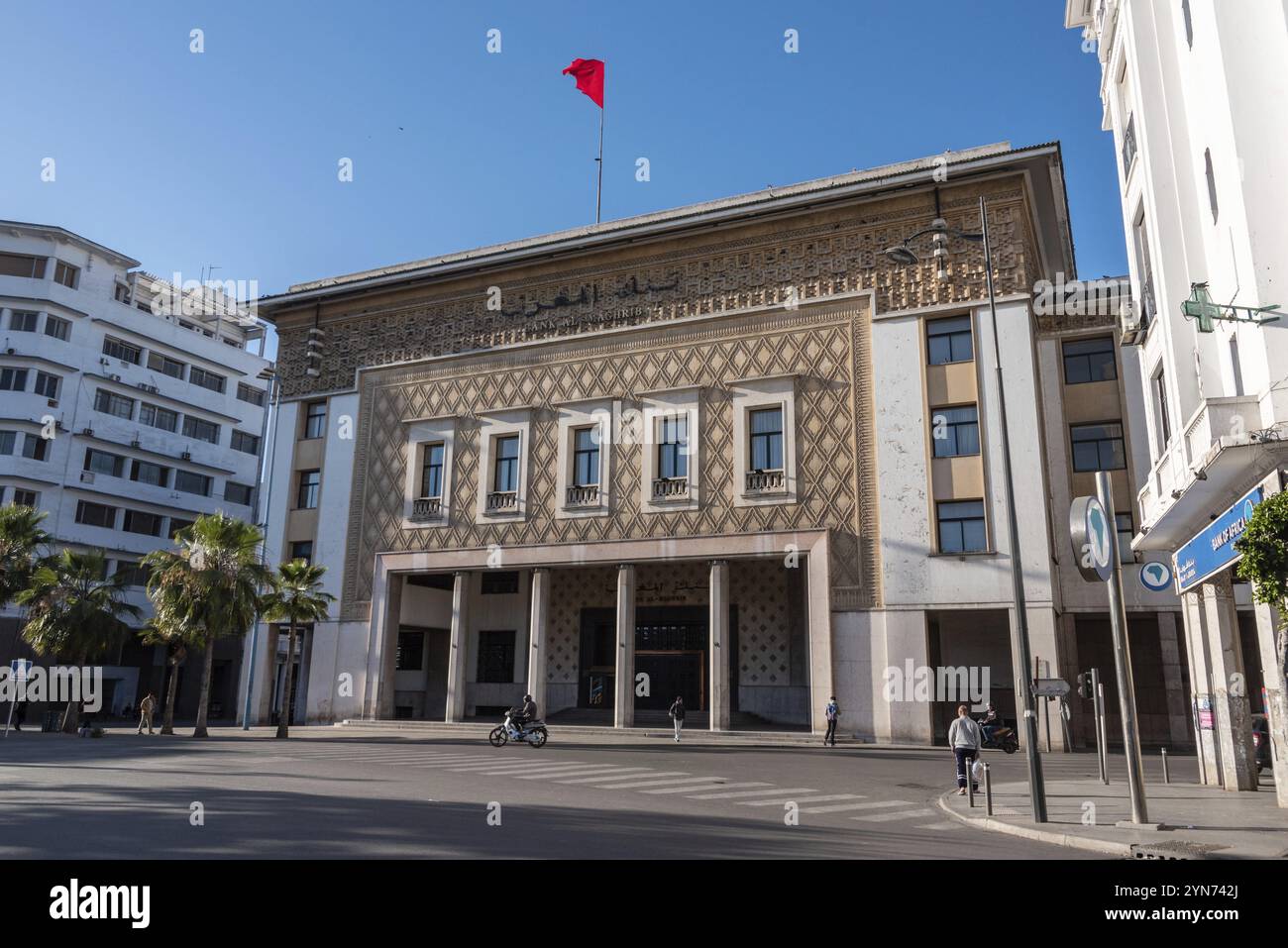 Moorish Art Deco building of the Bank al Maghrib in Casablanca, Morocco ...