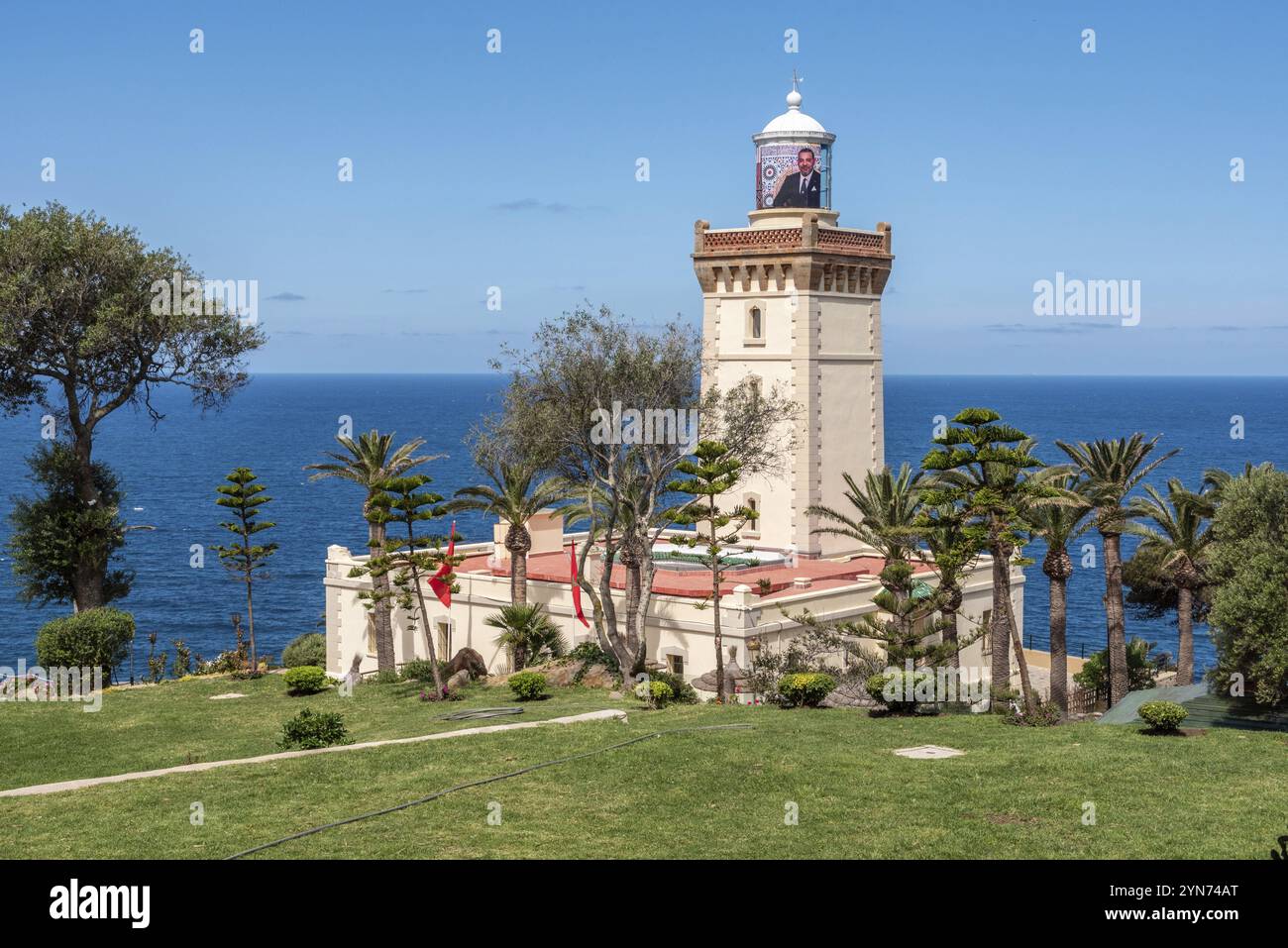 Scenic lighthouse at Cap Spartel near Tangier, Morocco, Africa Stock ...
