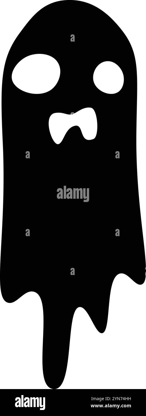 Black ghost melting with surprised expression is a spooky halloween ...