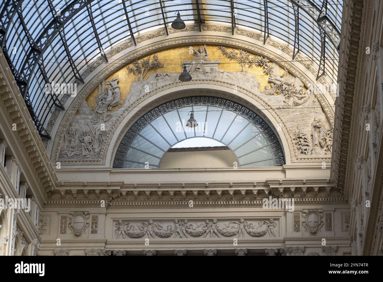 Gallery Umberto I in Naples, built in the Art Nouveau design, Southern ...