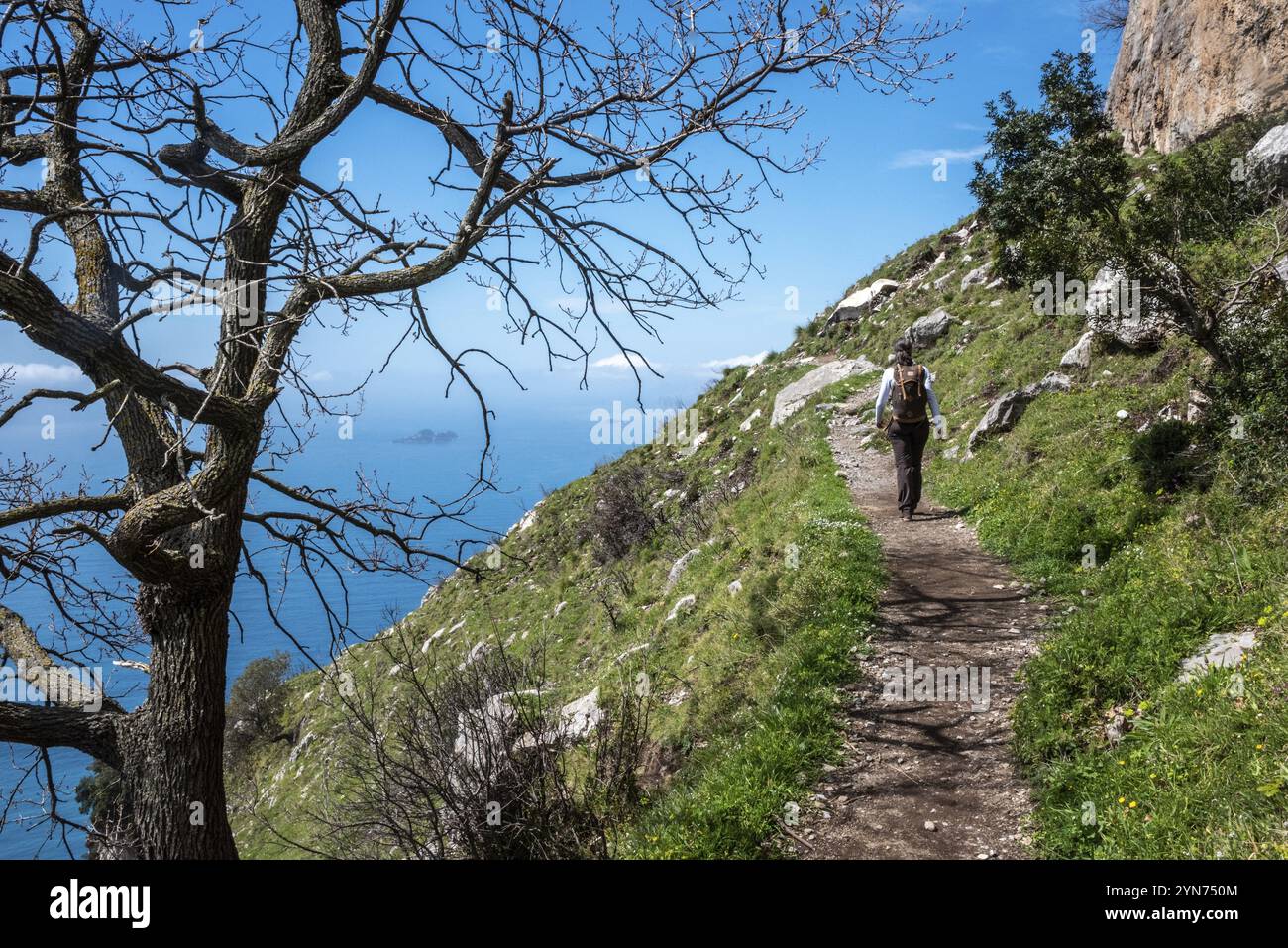 Hiking the famous path Sentiero degli Dei, the path of Gods at the ...