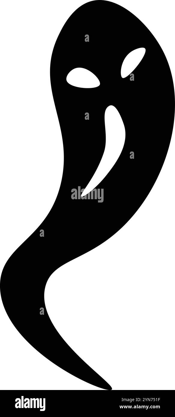 Minimalist vector illustration of a stylized black ghost, floating ...
