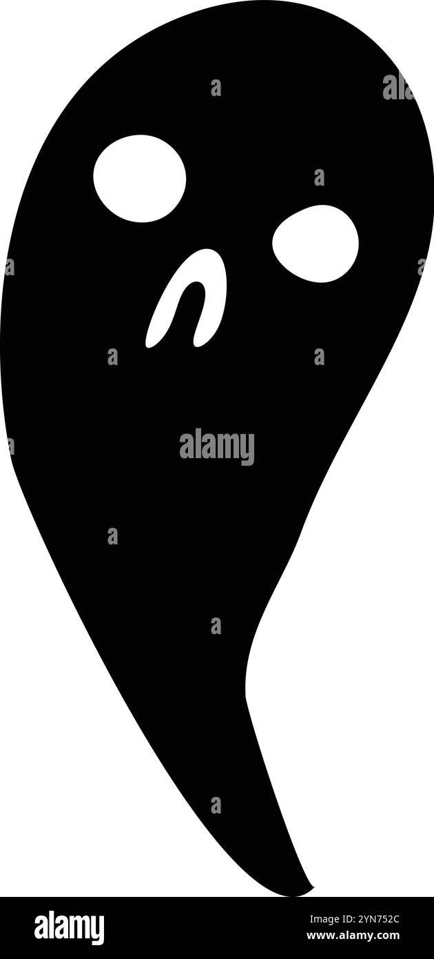 Simple black ghost floating with a sad expression, ideal for halloween ...