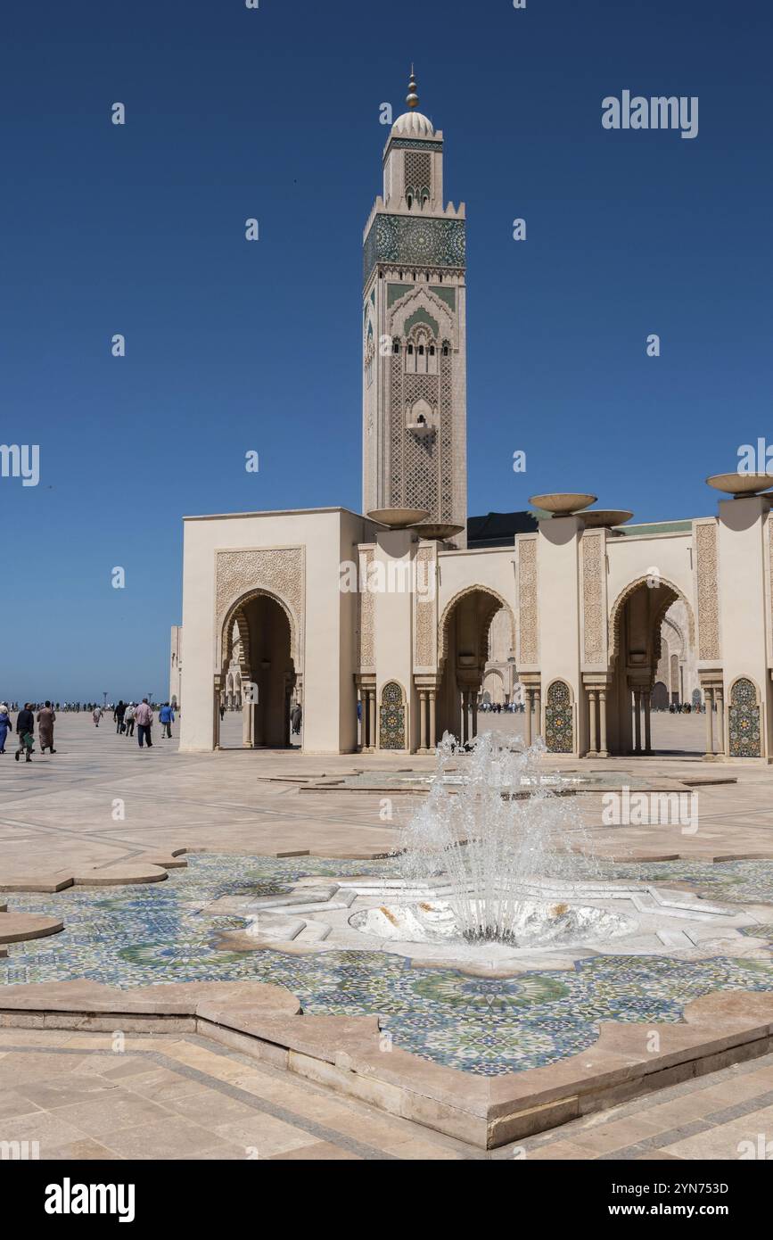 Exterior of the famous Hassan II Mosque at the coast of Casablanca ...