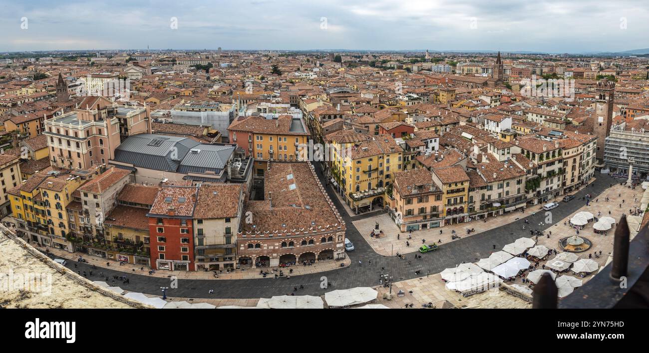Famous panoramic view above the roofs of Verona, seen from Torre dei ...