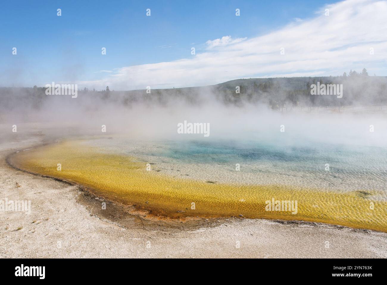 Famous Grand Prismatic Spring basin in Yellowstone National Park, USA ...