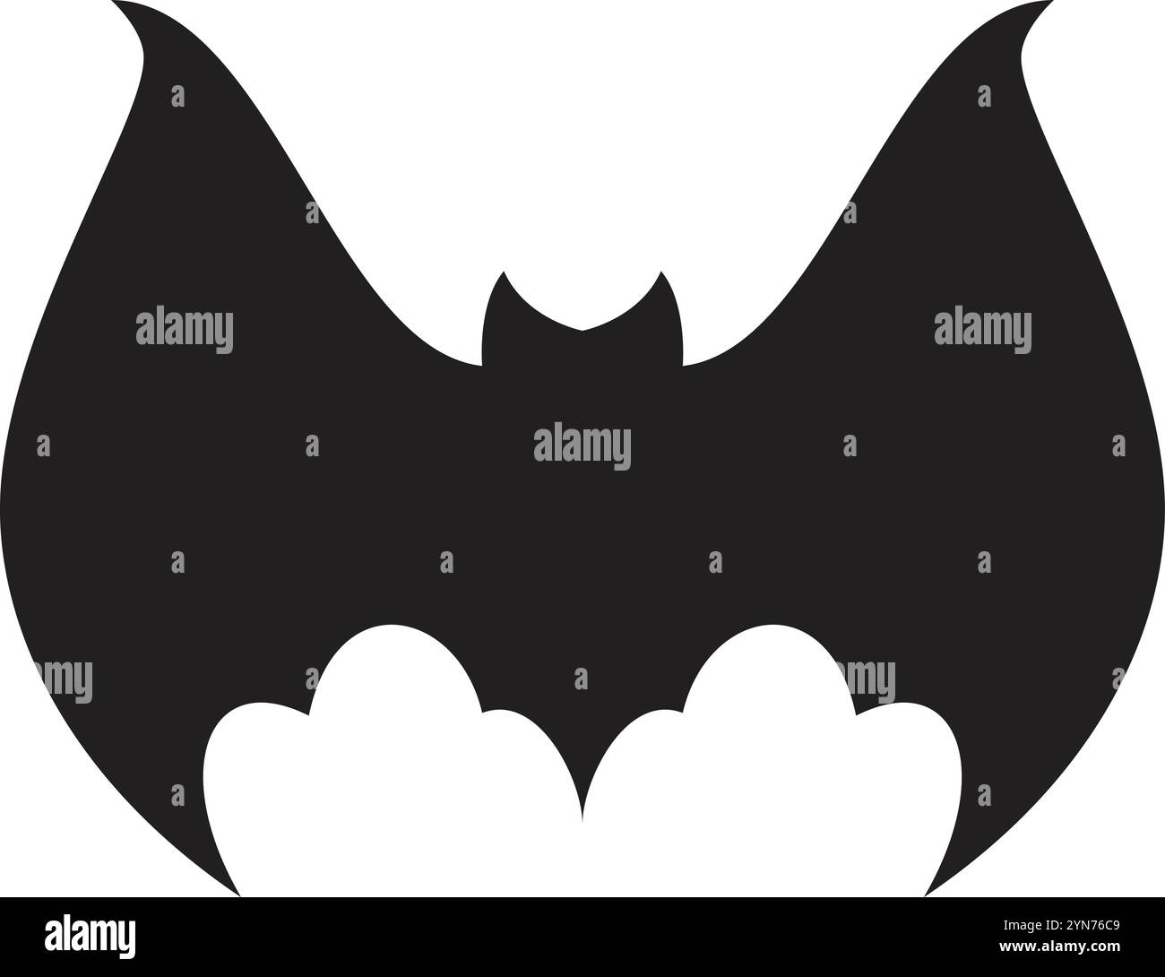 Stylized illustration of a bat silhouette with open wings, creating a ...