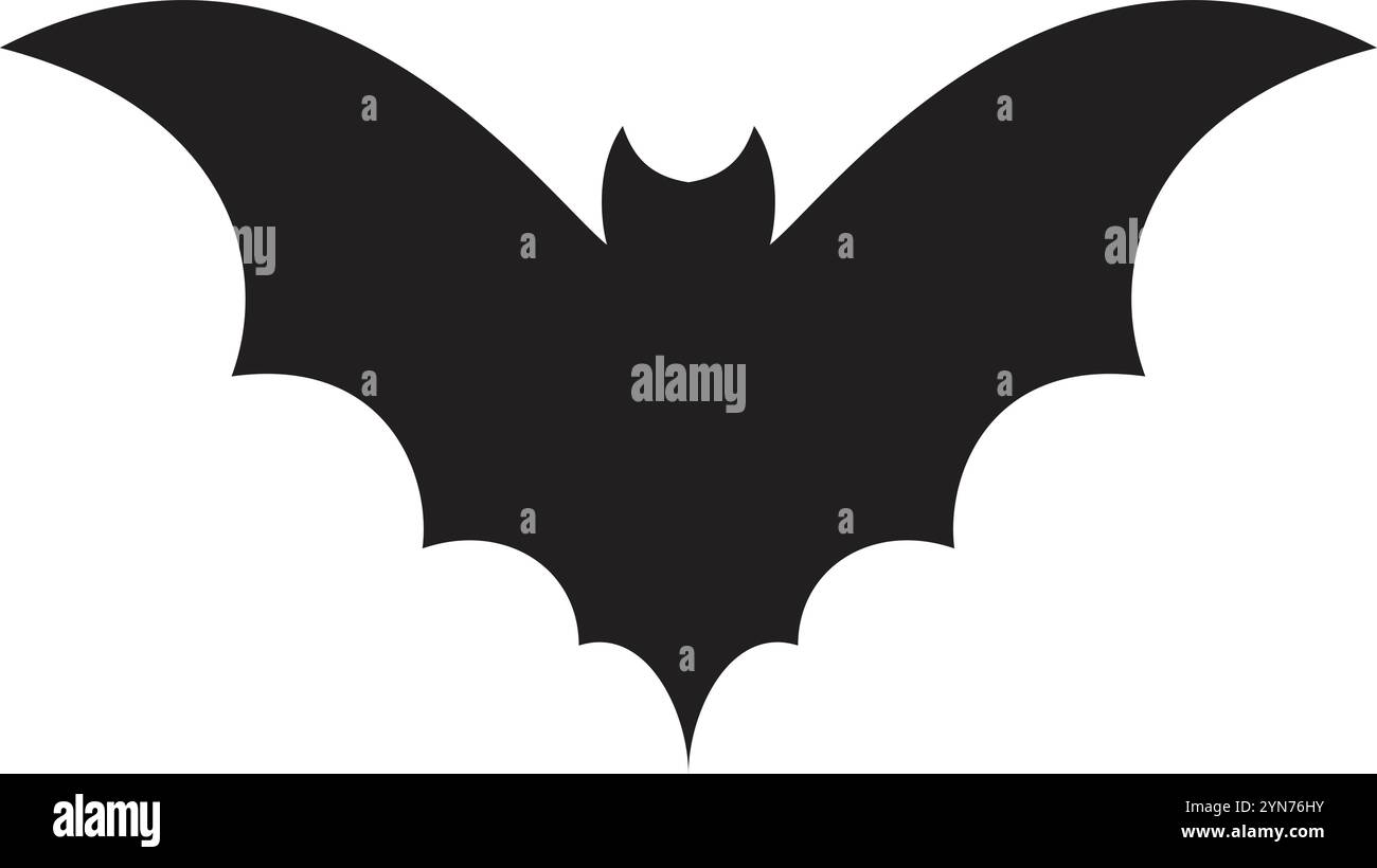 Stylized vector illustration of a bat spreading its wings, creating a ...