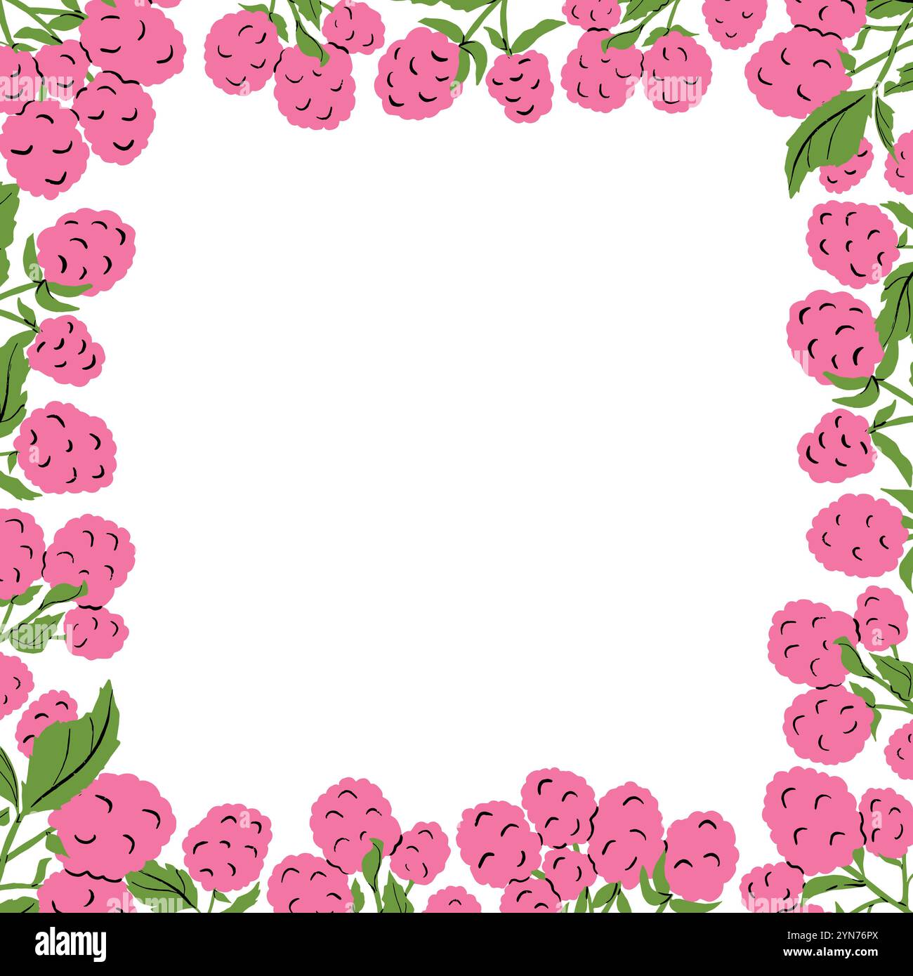 Raspberry square border frame, cartoon colored vector illustration. Red ...