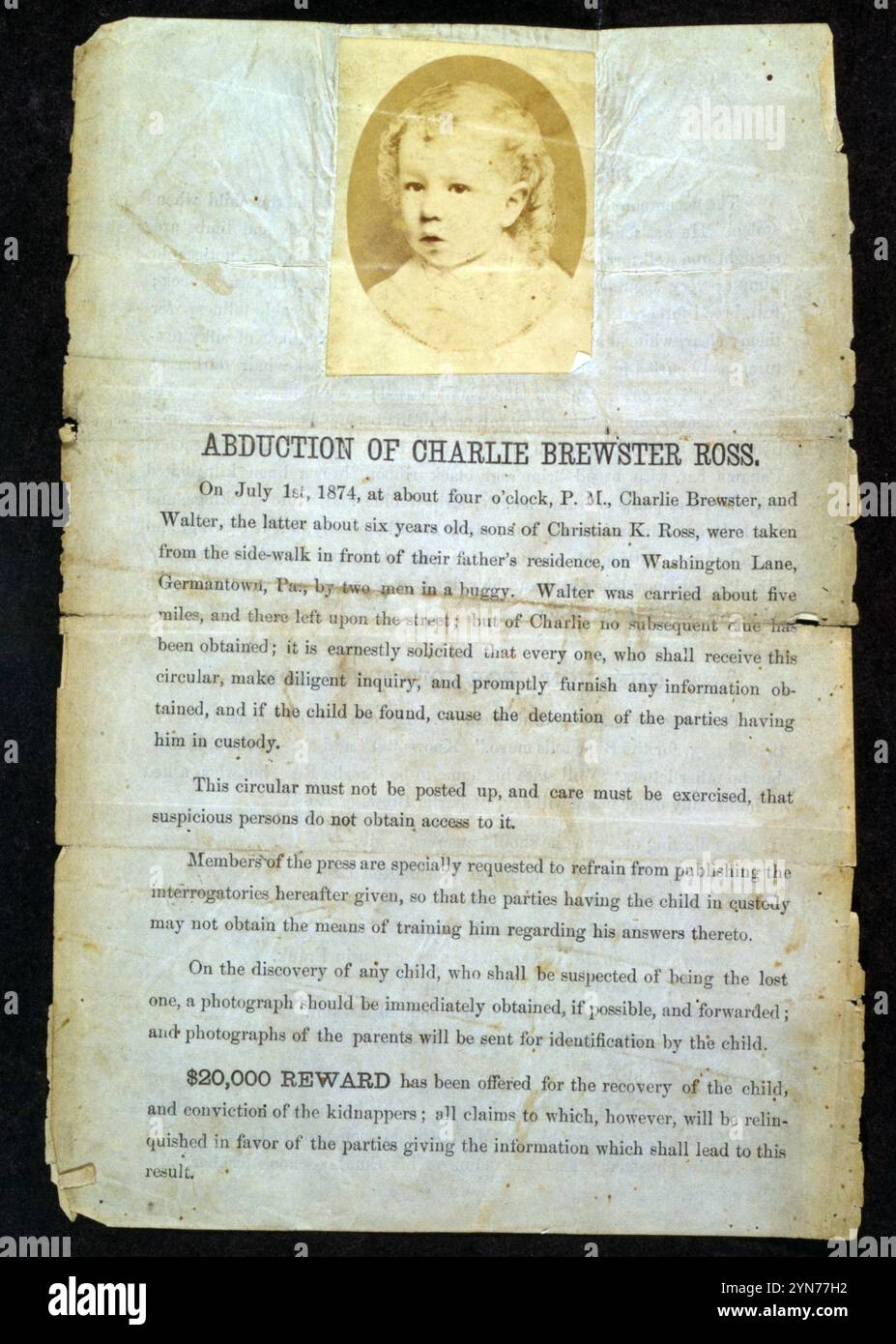 Abduction of Charlie Brewster Ross, Charles Brewster "Charley" Ross ...
