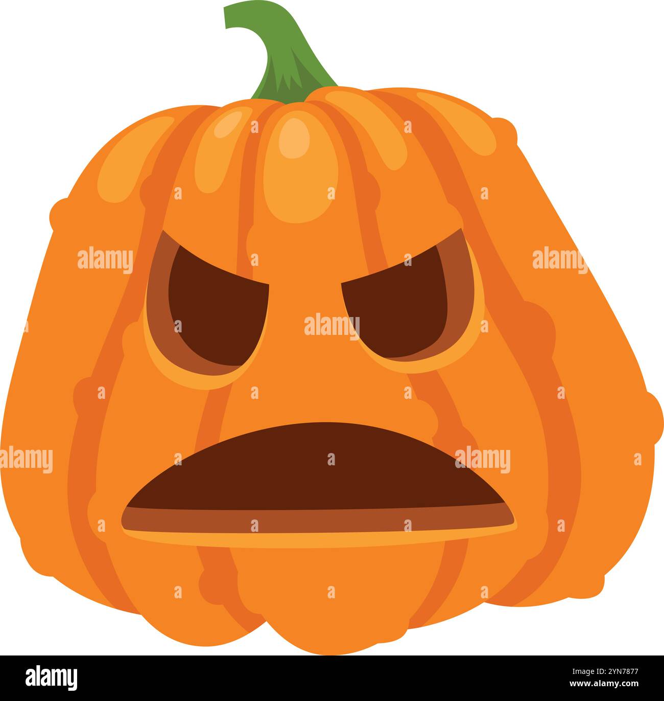 Orange halloween pumpkin with carved spooky glowing eyes and mouth ...