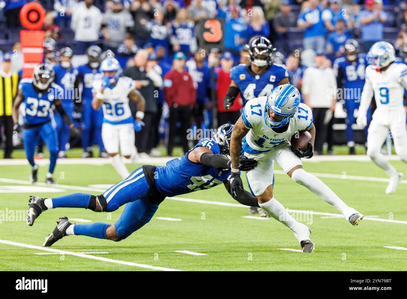 November 24, 2024: Detroit Lions wide receiver Tim Patrick (17) runs ...