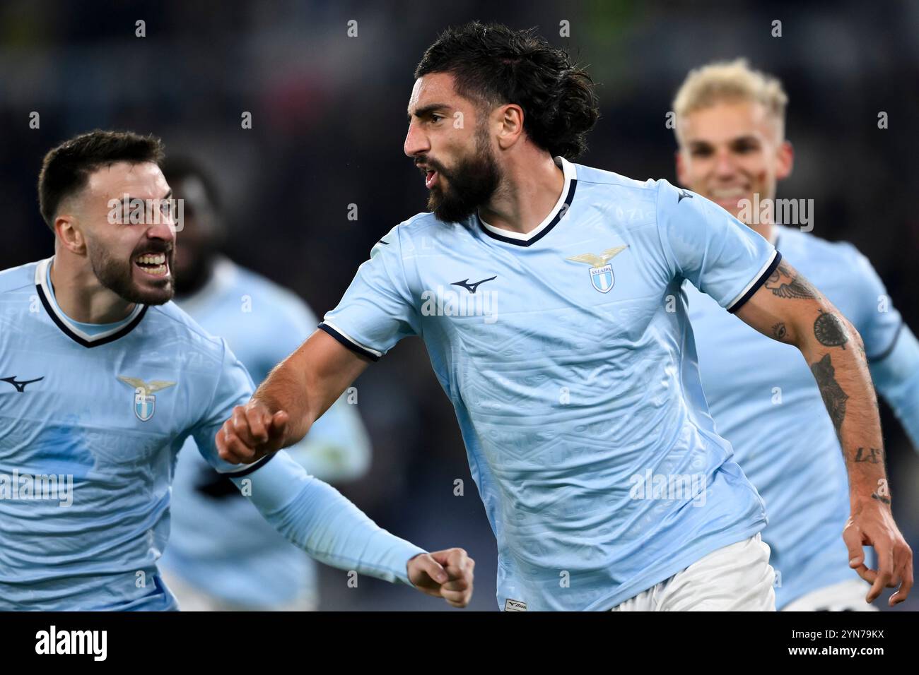 Samuel Gigot of SS Lazio (r) celebrates with Mario Gila after scoring ...