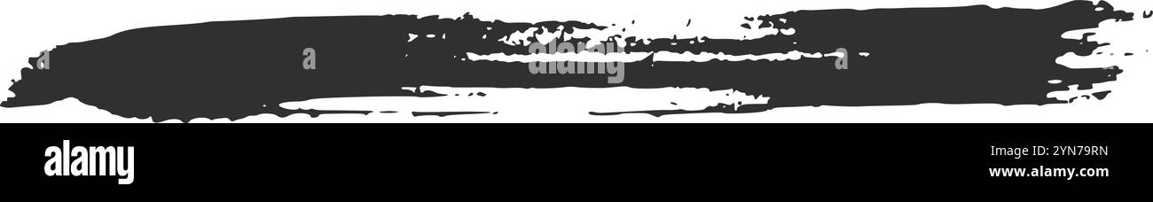 Wide black paint brush stroke with jagged edges creating a textured ...