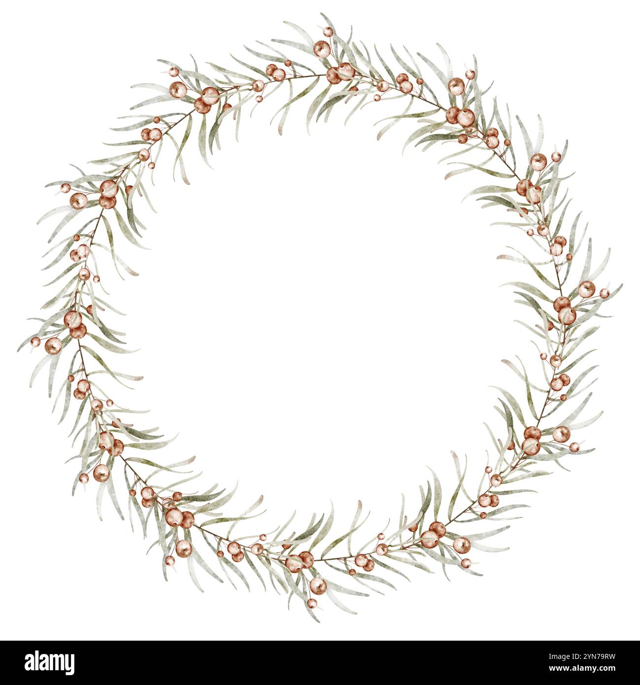 Berry branch round frame Cut Out Stock Images & Pictures - Alamy