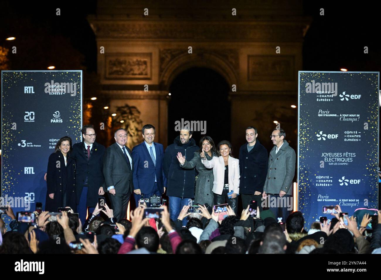 President of Paris 2024, Tony Estanguet poses with Mayor of Paris Anne ...