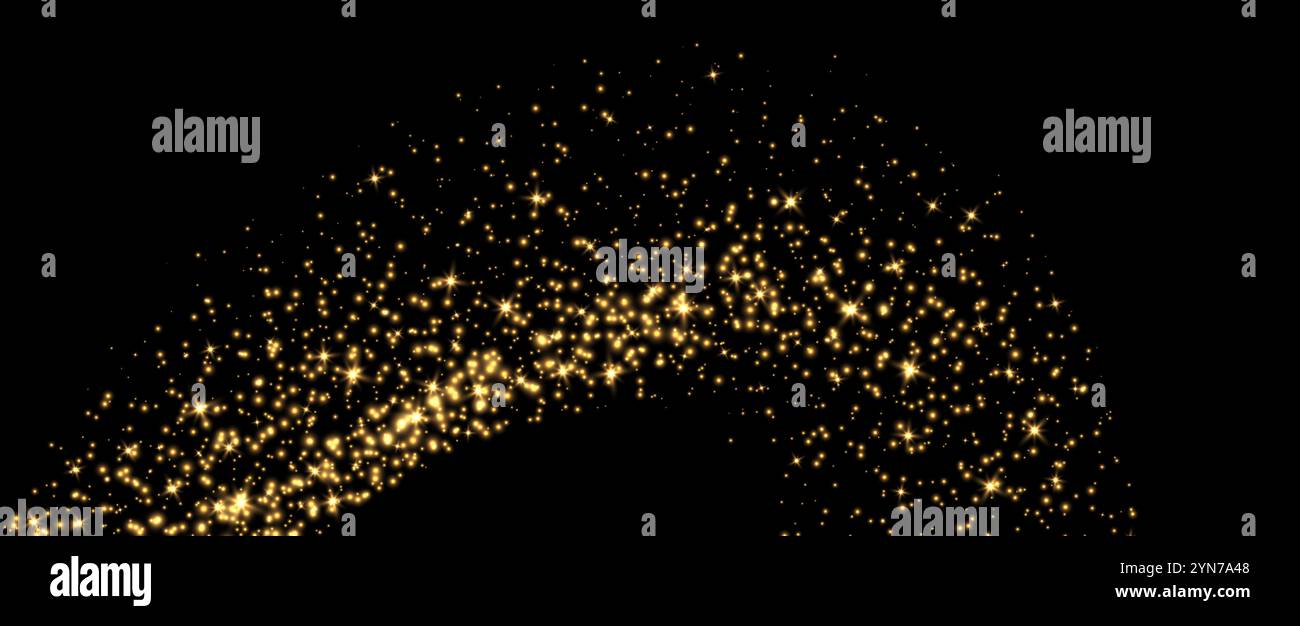 Golden stars and sparkles, magic star dust background, light effect ...