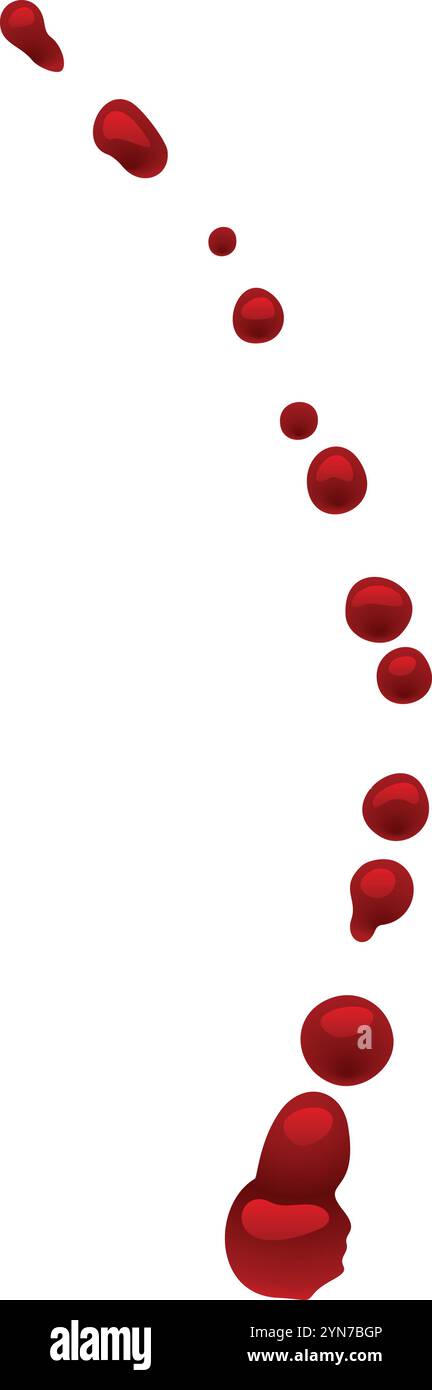 Blood drops are dripping down, forming a trail and creating a spooky ...