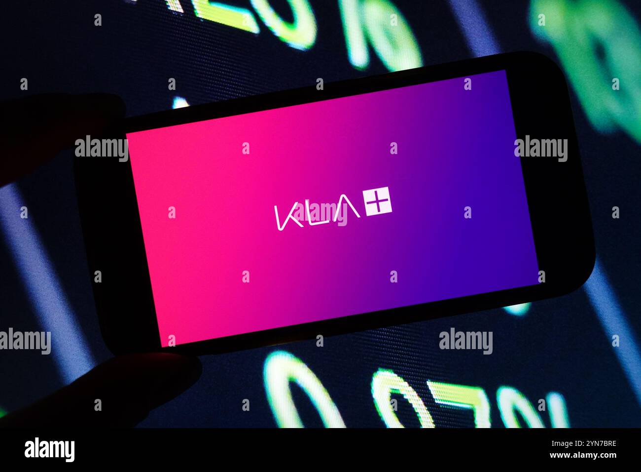 In this photo illustration, the KLA company logo is seen displayed on a ...